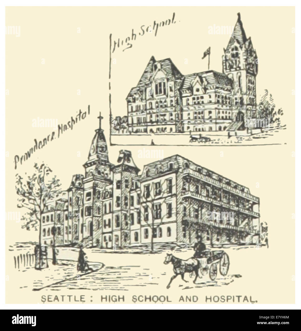 Old high school building Cut Out Stock Images & Pictures - Alamy