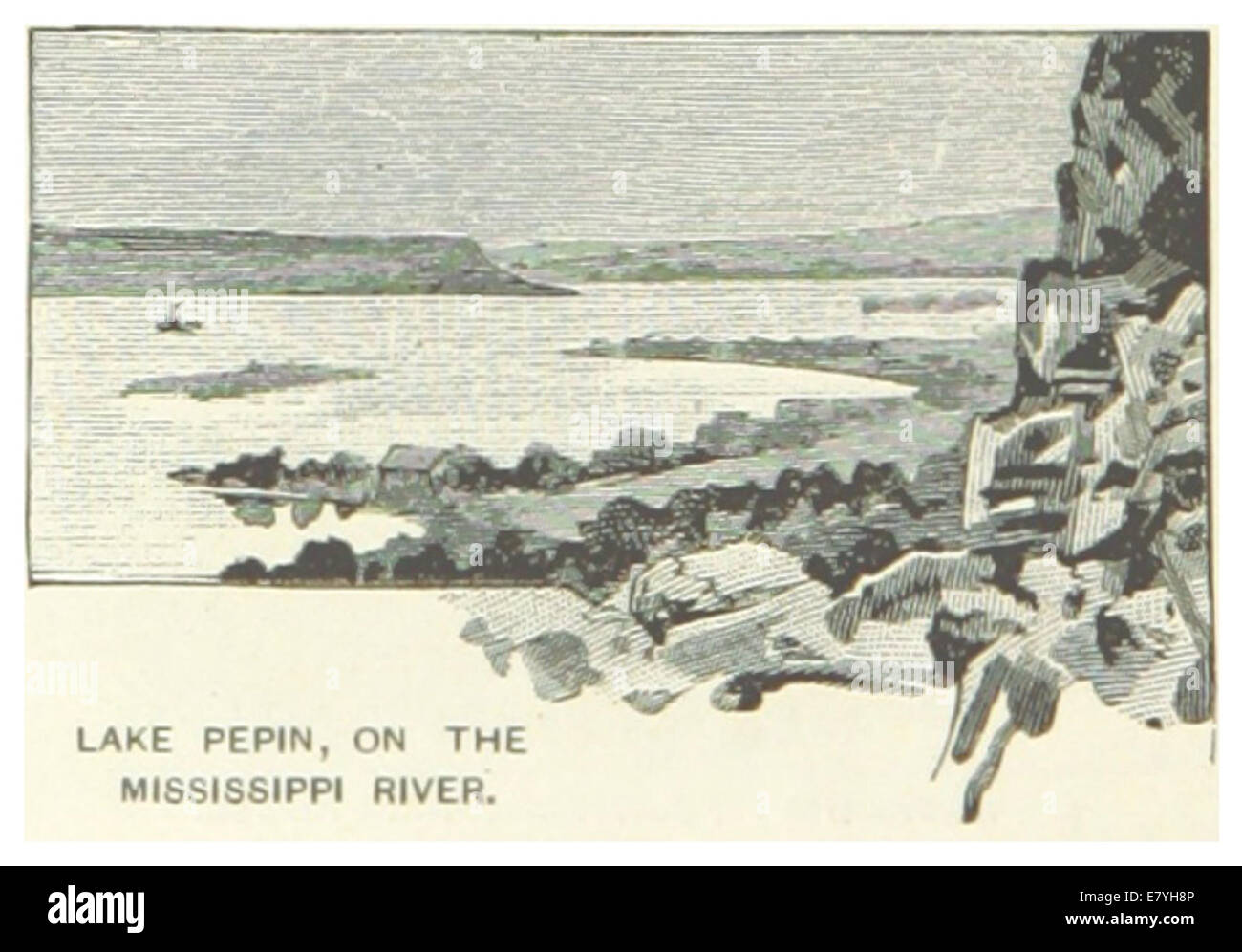 This 1891 illustration captures Lake Pepin along the Mississippi River ...