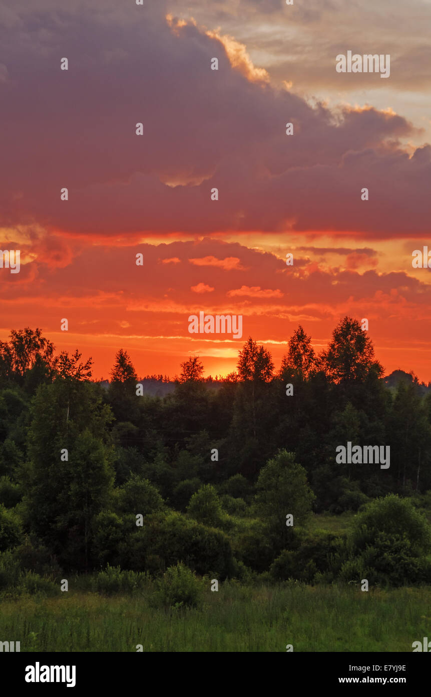 Red cloudy sunset Stock Photo - Alamy