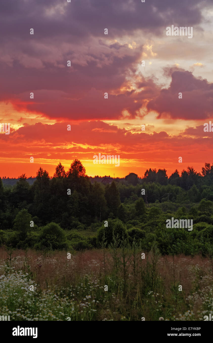Red cloudy sunset Stock Photo - Alamy