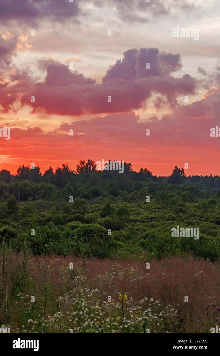 Red cloudy sunset Stock Photo - Alamy