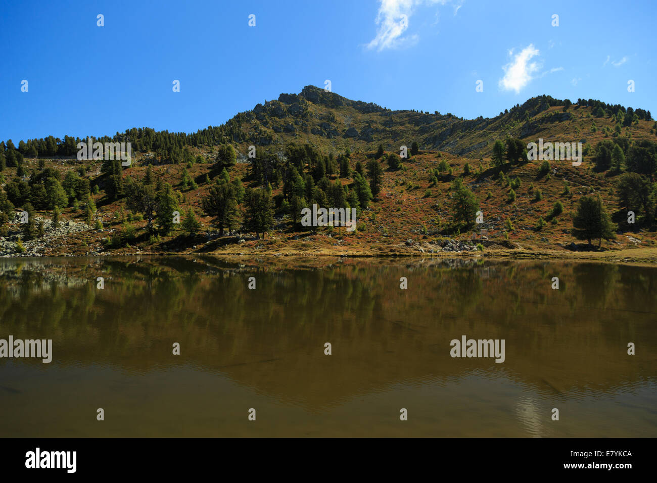 A landscape photograph of Lac Noir in Canton Valais in Switzerland. It ...
