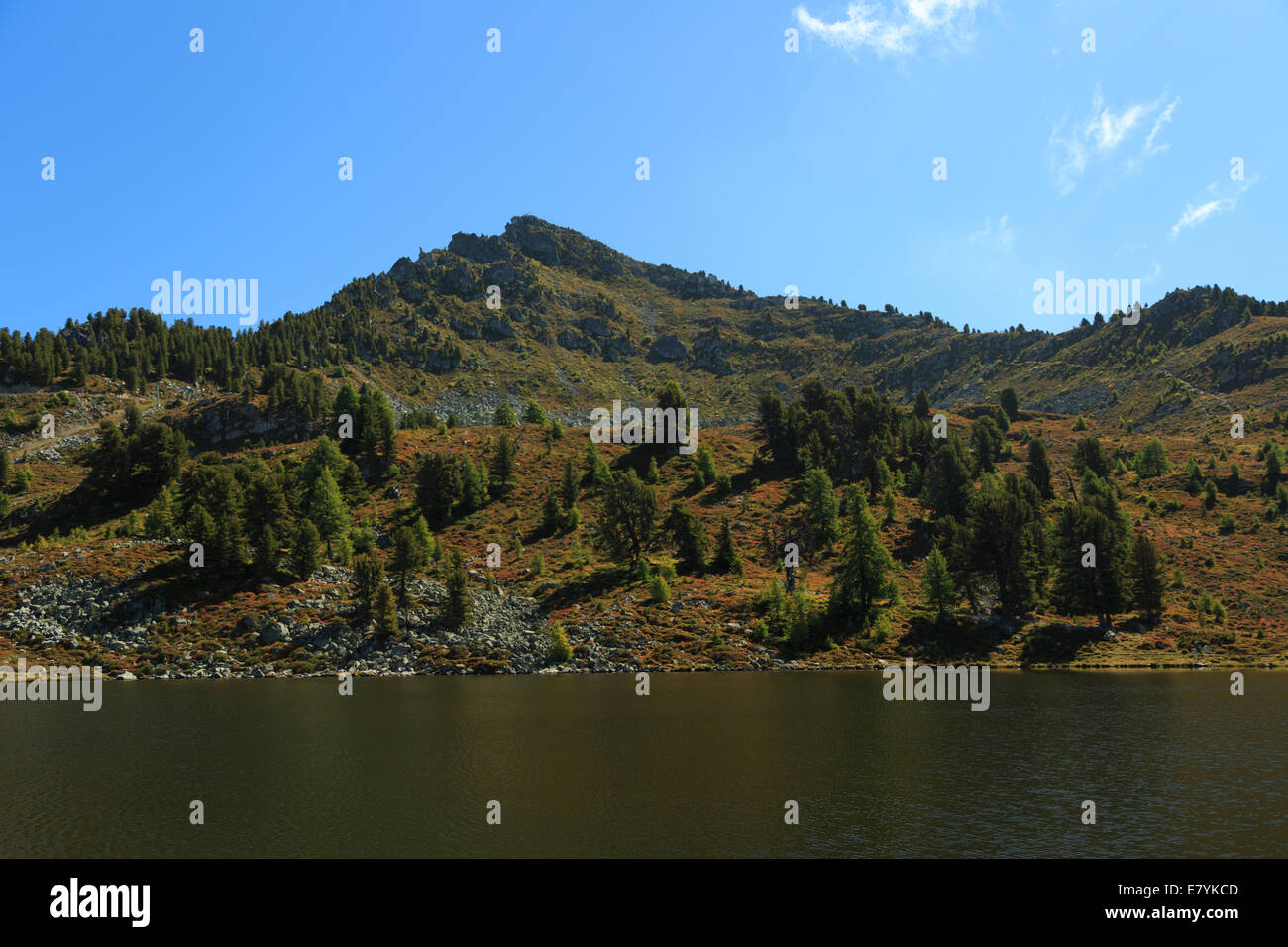 A landscape photograph of Lac Noir in Canton Valais in Switzerland. It ...