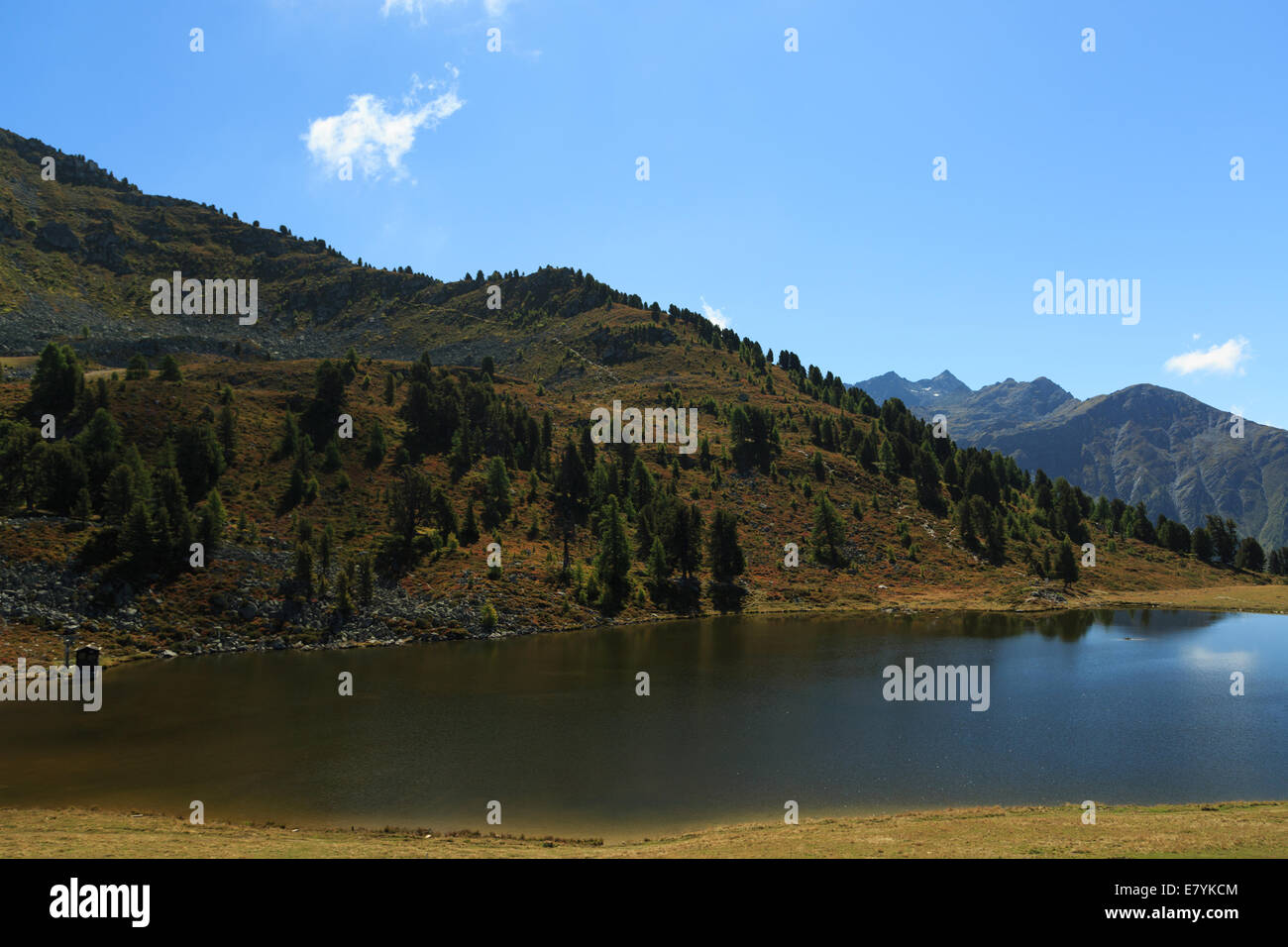 A landscape photograph of Lac Noir in Canton Valais in Switzerland. It ...