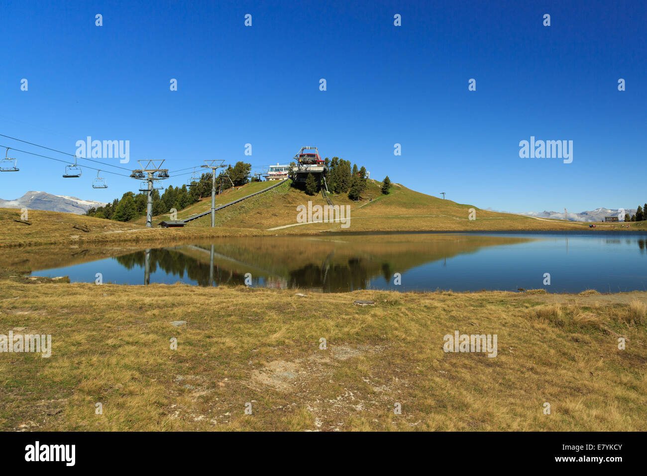 A landscape photograph of Lac Noir in Canton Valais in Switzerland. It ...