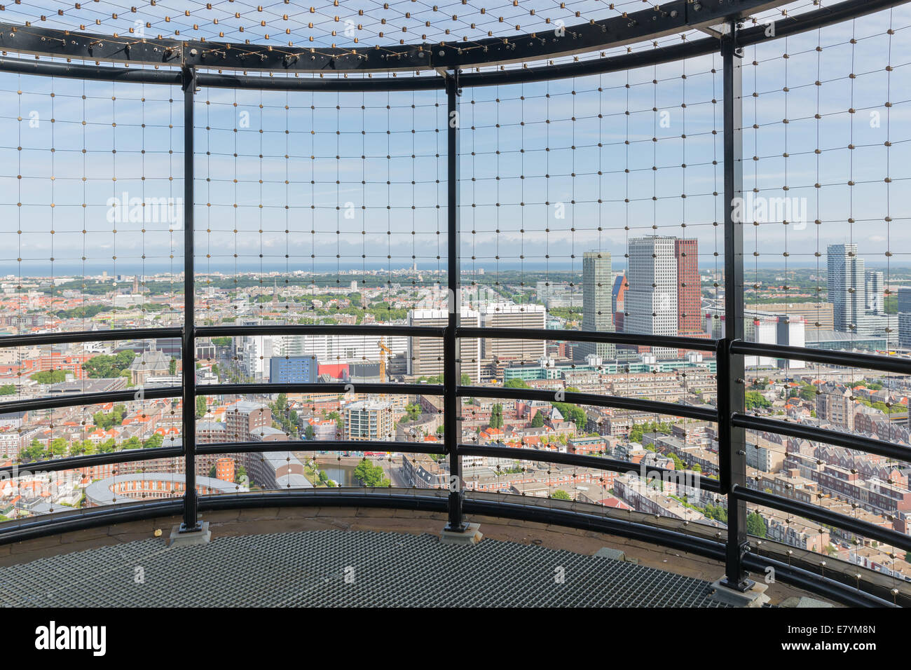 Viewing platform at a skyscraper with an aerial view of the Dutch city ...