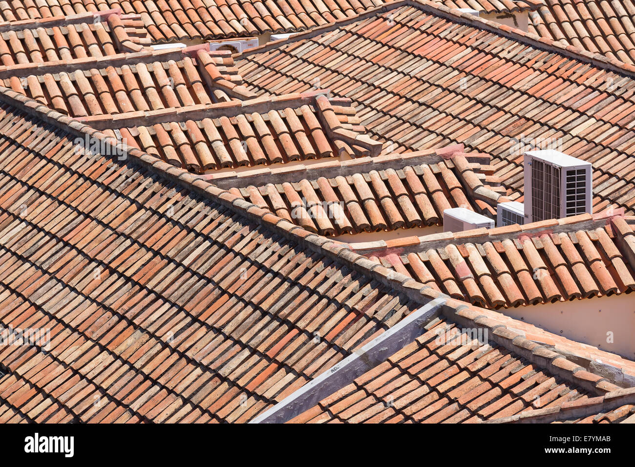 Aerial view of several red tile roofs Stock Photo - Alamy