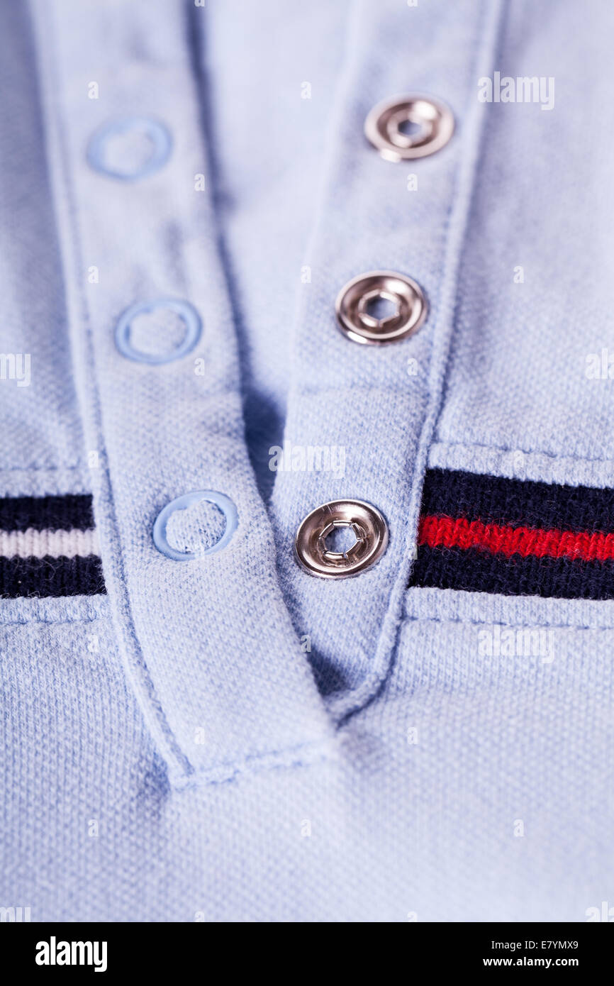 Casual shirt collar and texture detail with a colorful red and blue ...