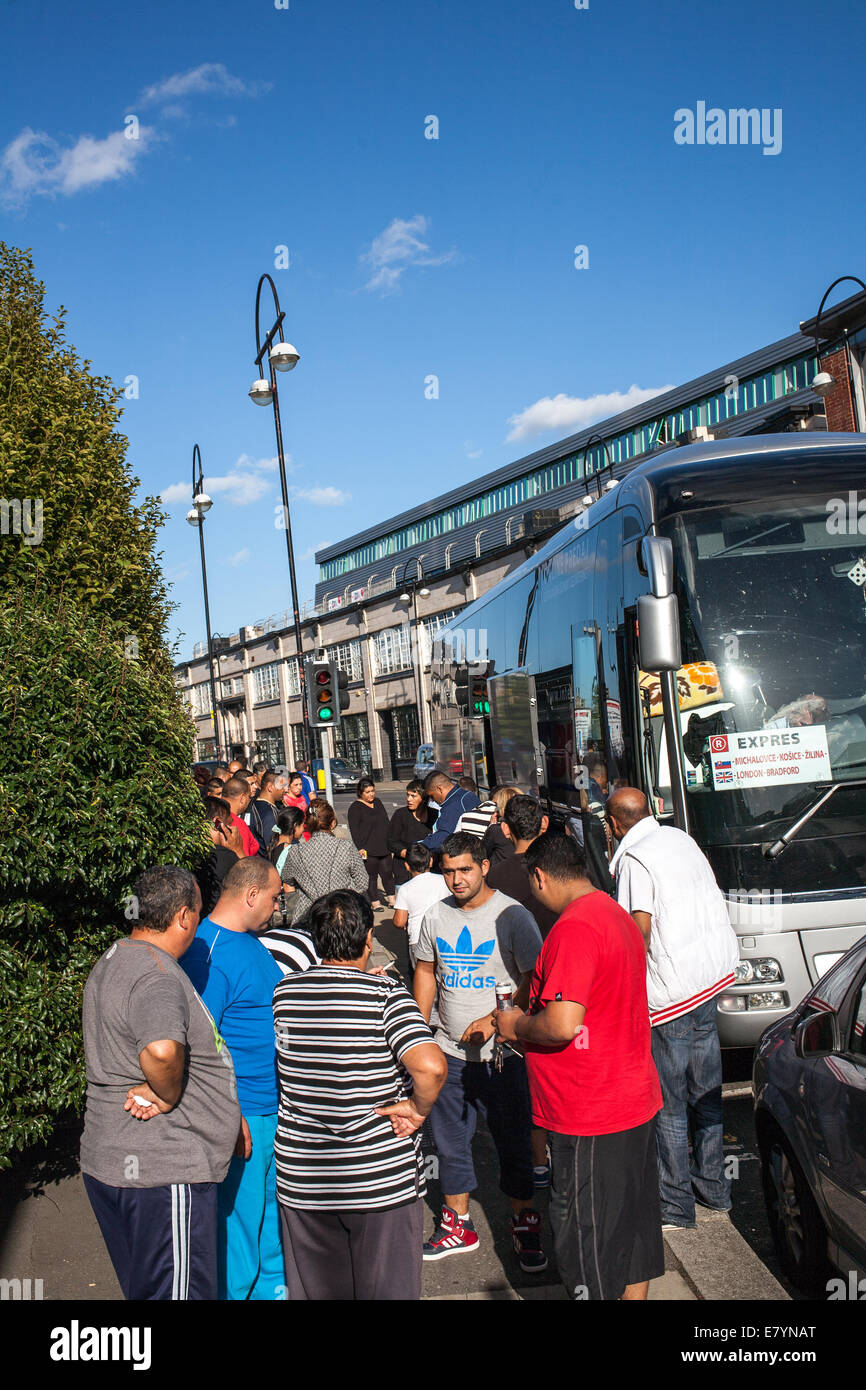 East Europeans arrive in Sheffield on a coach in Sheffield South ...
