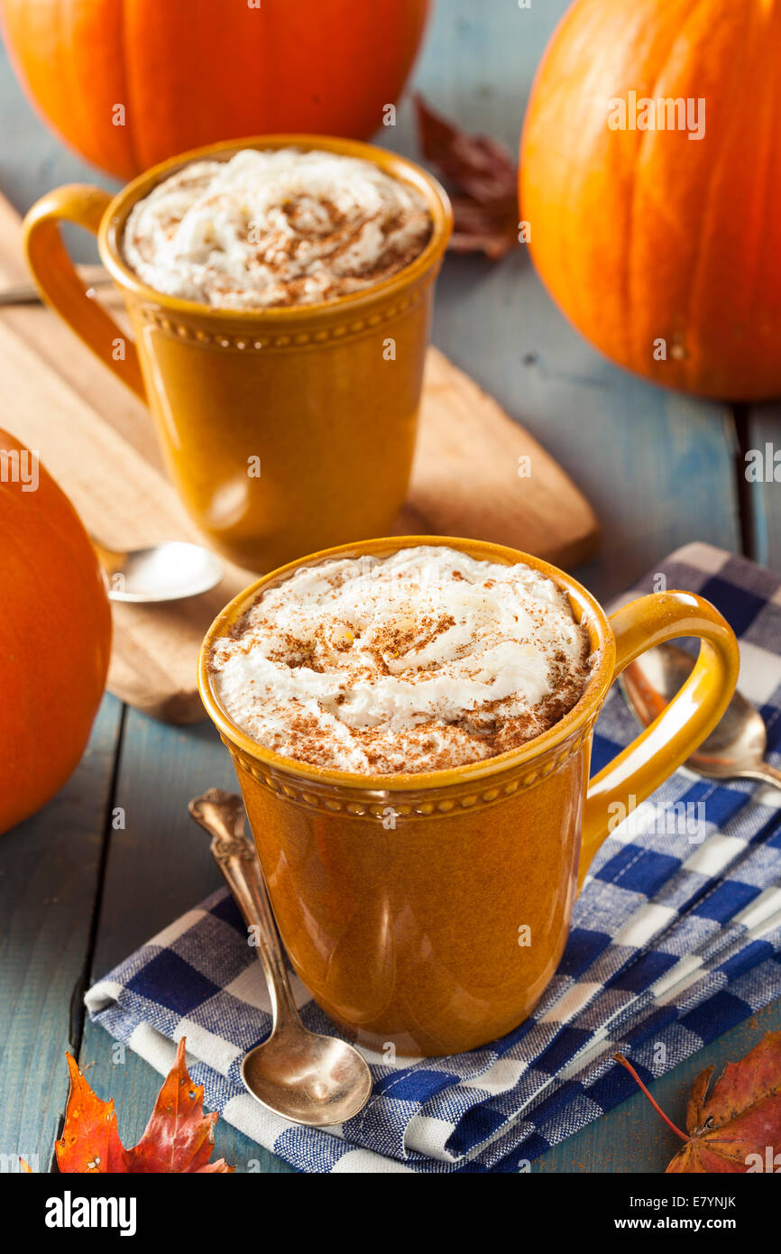 Autumn Pumpkin Spice Latte with Milk and Cream Stock Photo - Alamy