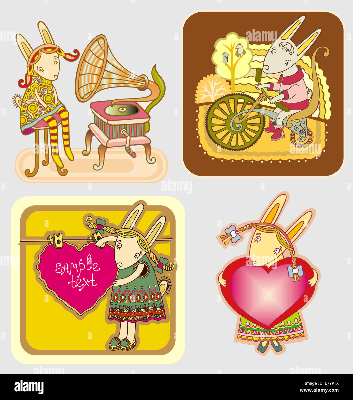 set of funny hare Stock Photo - Alamy