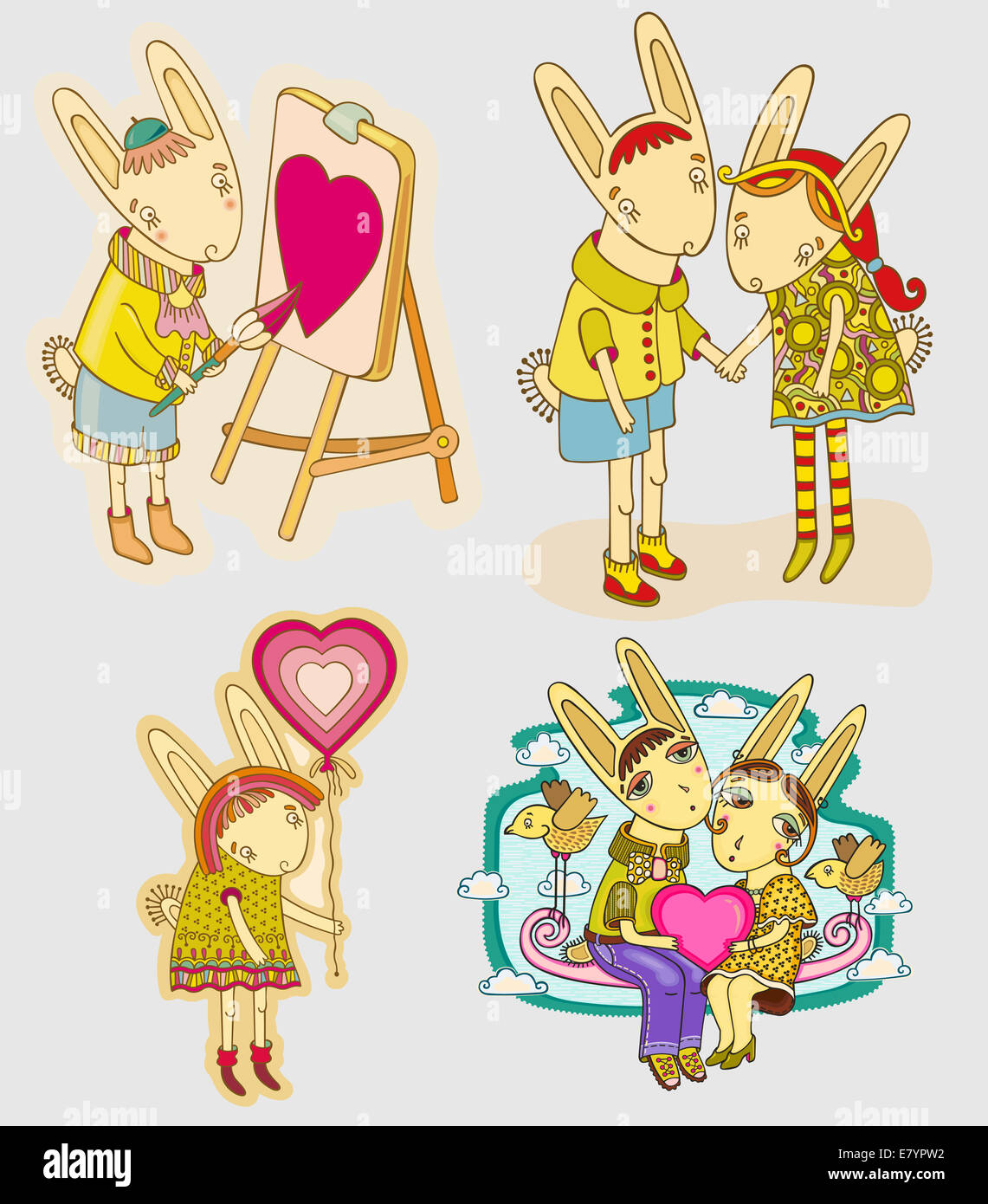 set of funny hare Stock Photo - Alamy