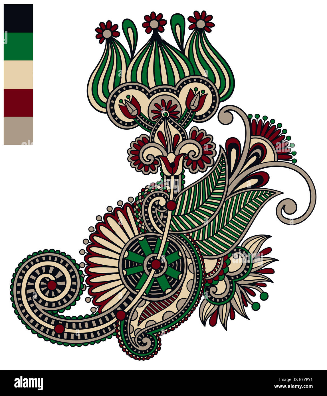 original hand draw line art ornate flower design Stock Photo - Alamy