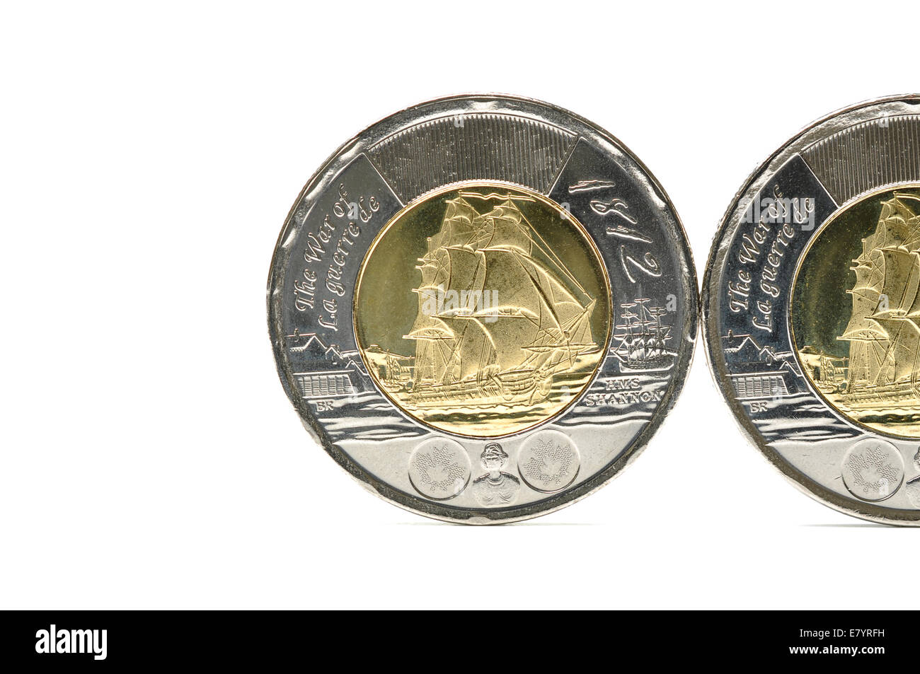 Two dollar coins isolated on white background Stock Photo - Alamy