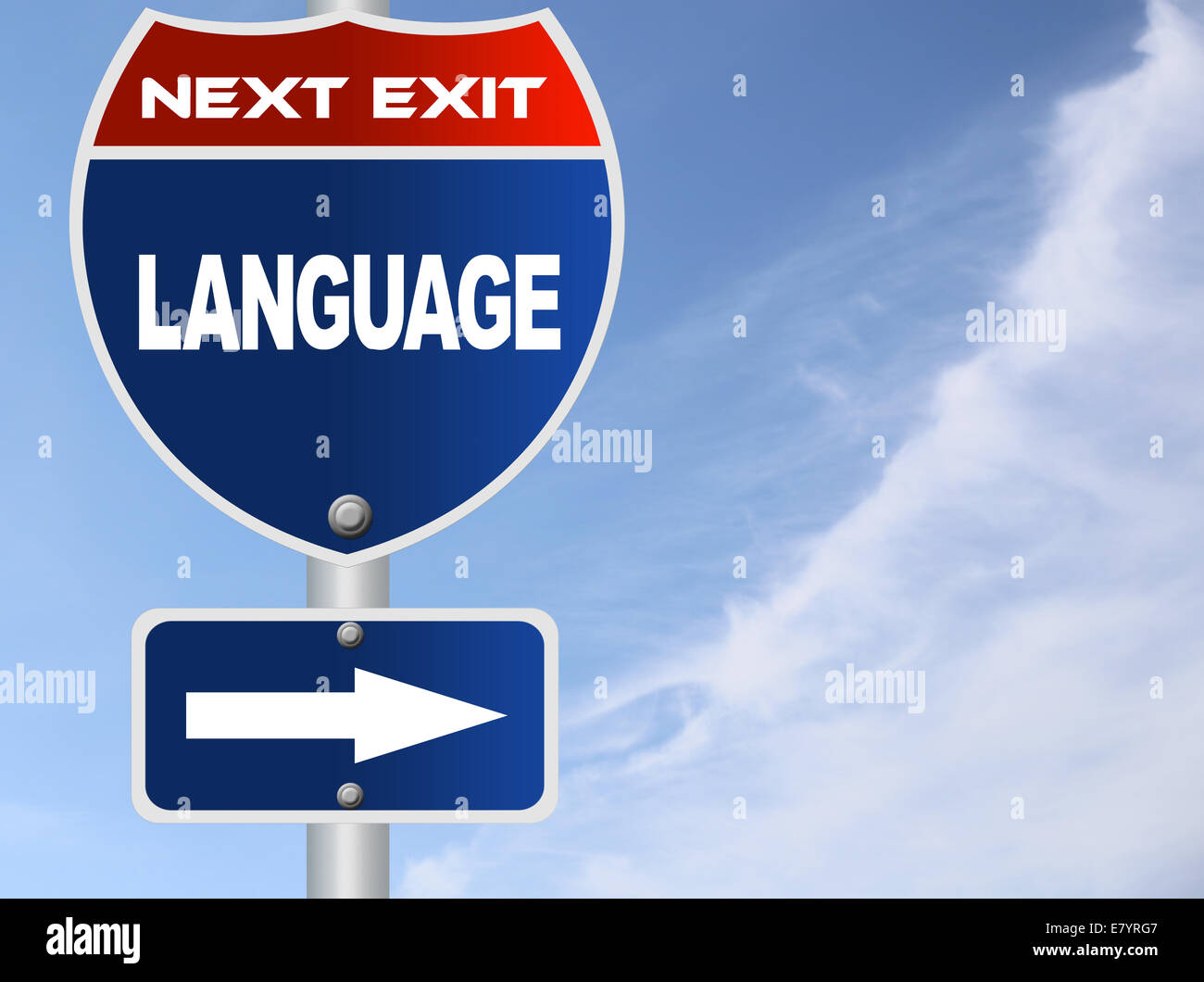 Language road sign Stock Photo - Alamy