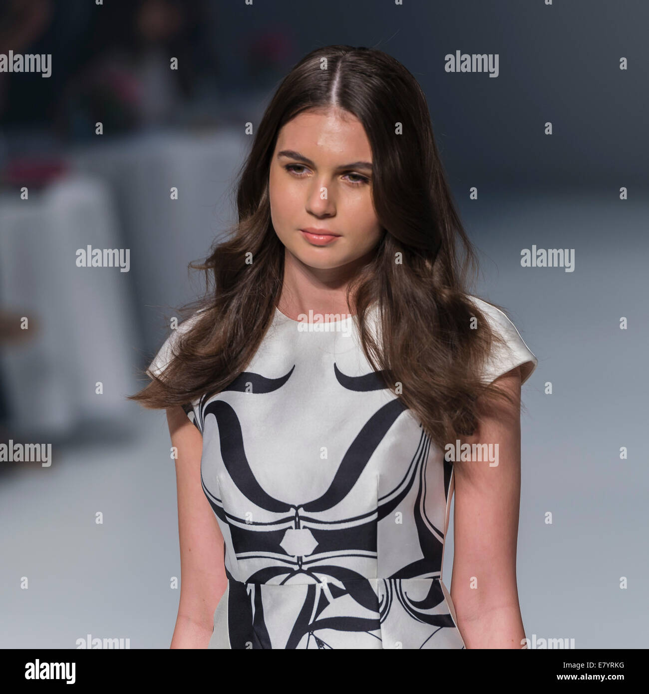Sydney, Australia. 26th Sep, 2014. A model showcases designs by Nicola ...