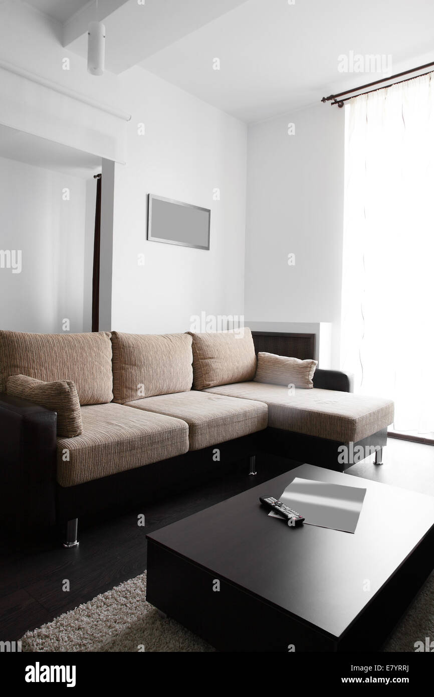 big and bright interior of modern living room Stock Photo - Alamy