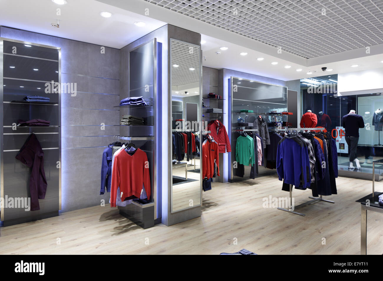 luxury and fashionable brand new interior of cloth store Stock Photo ...