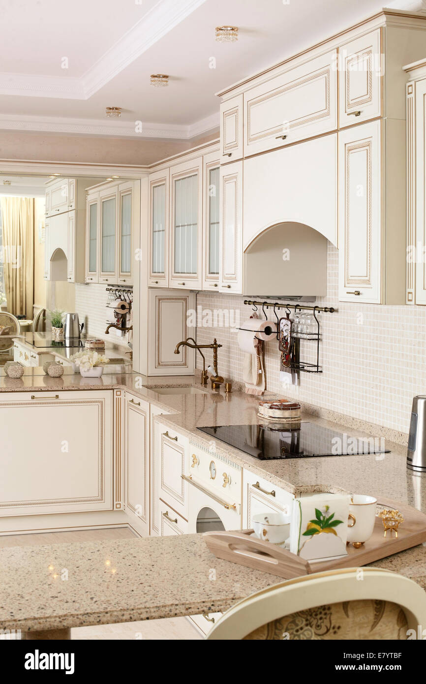 beautiful and model interior of bright kitchen Stock Photo - Alamy