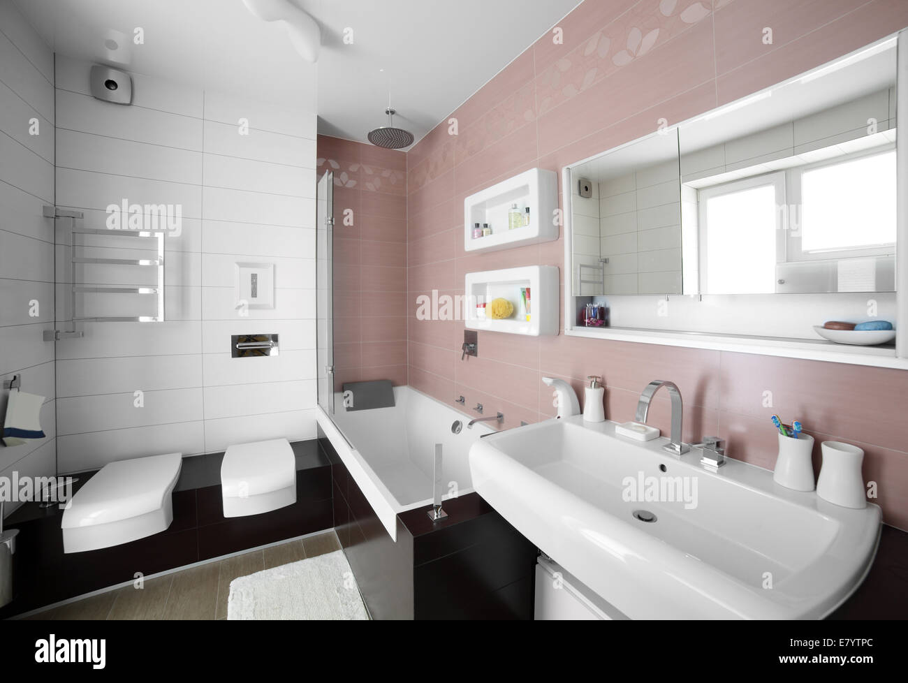 beautiful interior of modern toilet in bright colors Stock Photo - Alamy