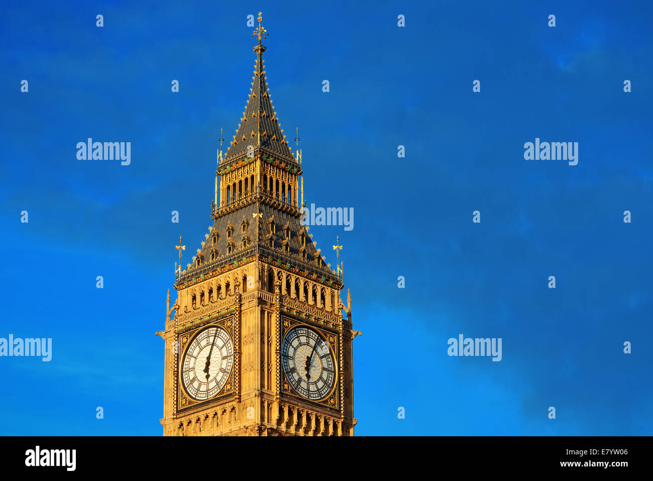 Big Ben closeup in London with blue sky Stock Photo - Alamy