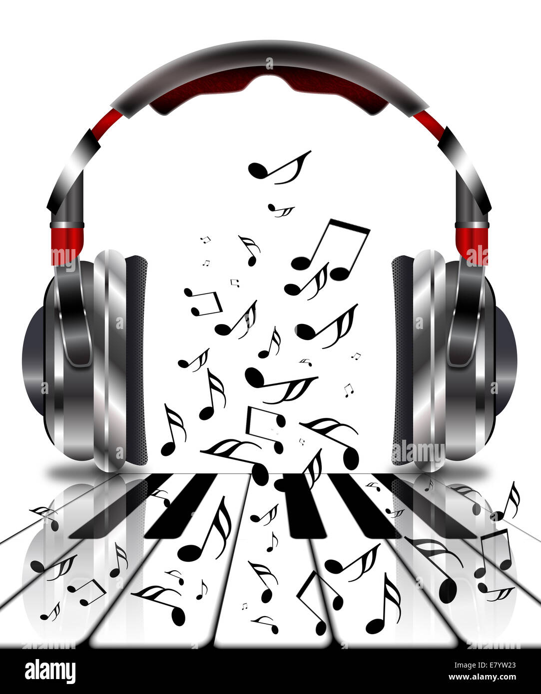 Realistic headphones with music notes and a piano Stock Photo - Alamy