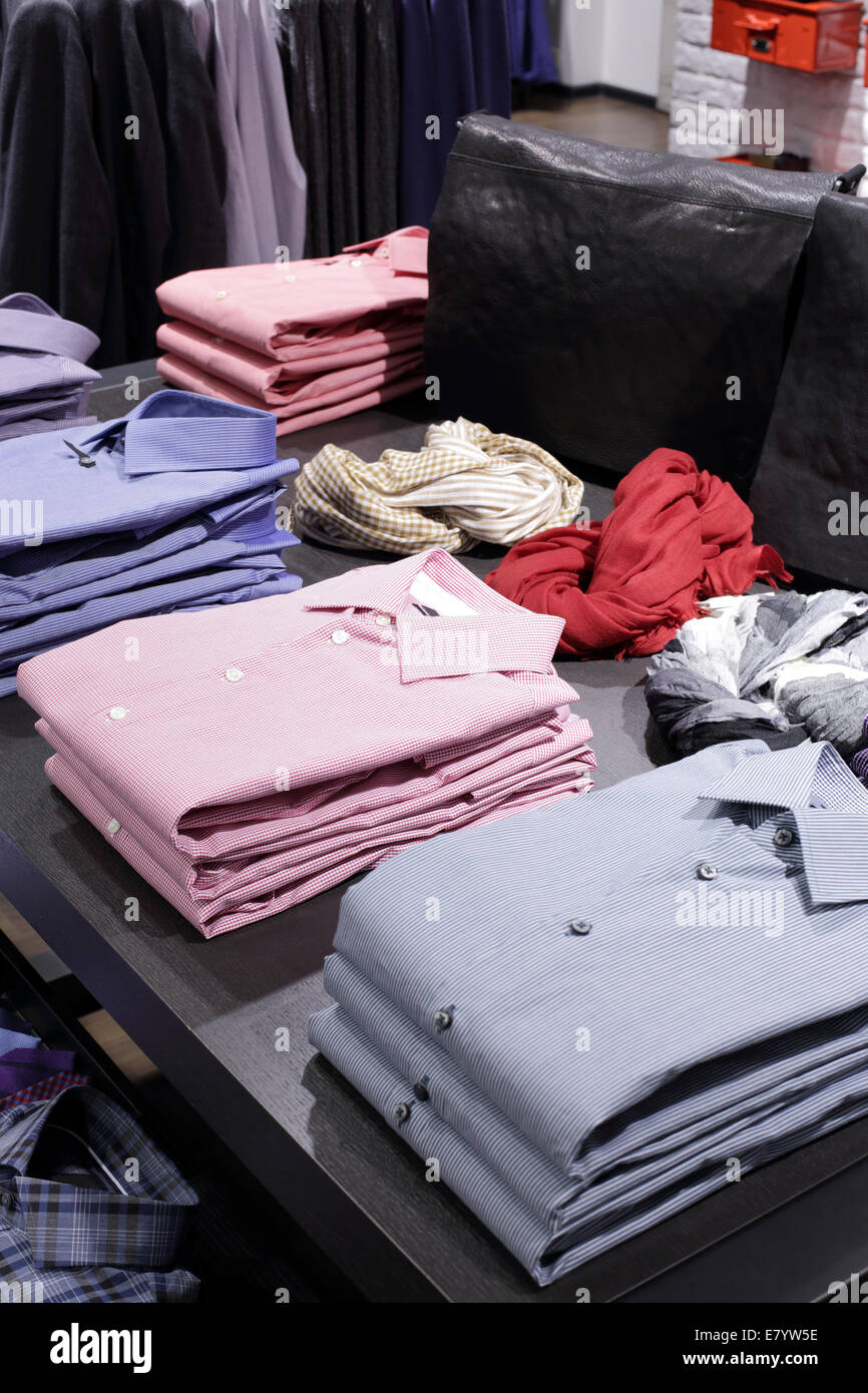 luxury and fashionable brand new interior of cloth store Stock Photo ...
