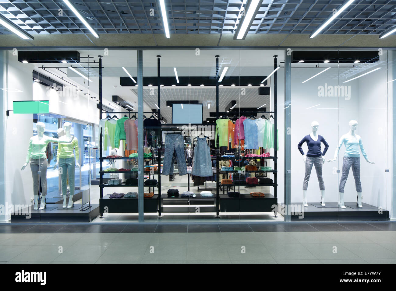 bright and fashionable window of modern european store Stock Photo - Alamy