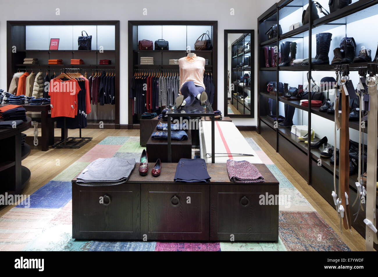 luxury and fashionable brand new interior of cloth store Stock Photo ...