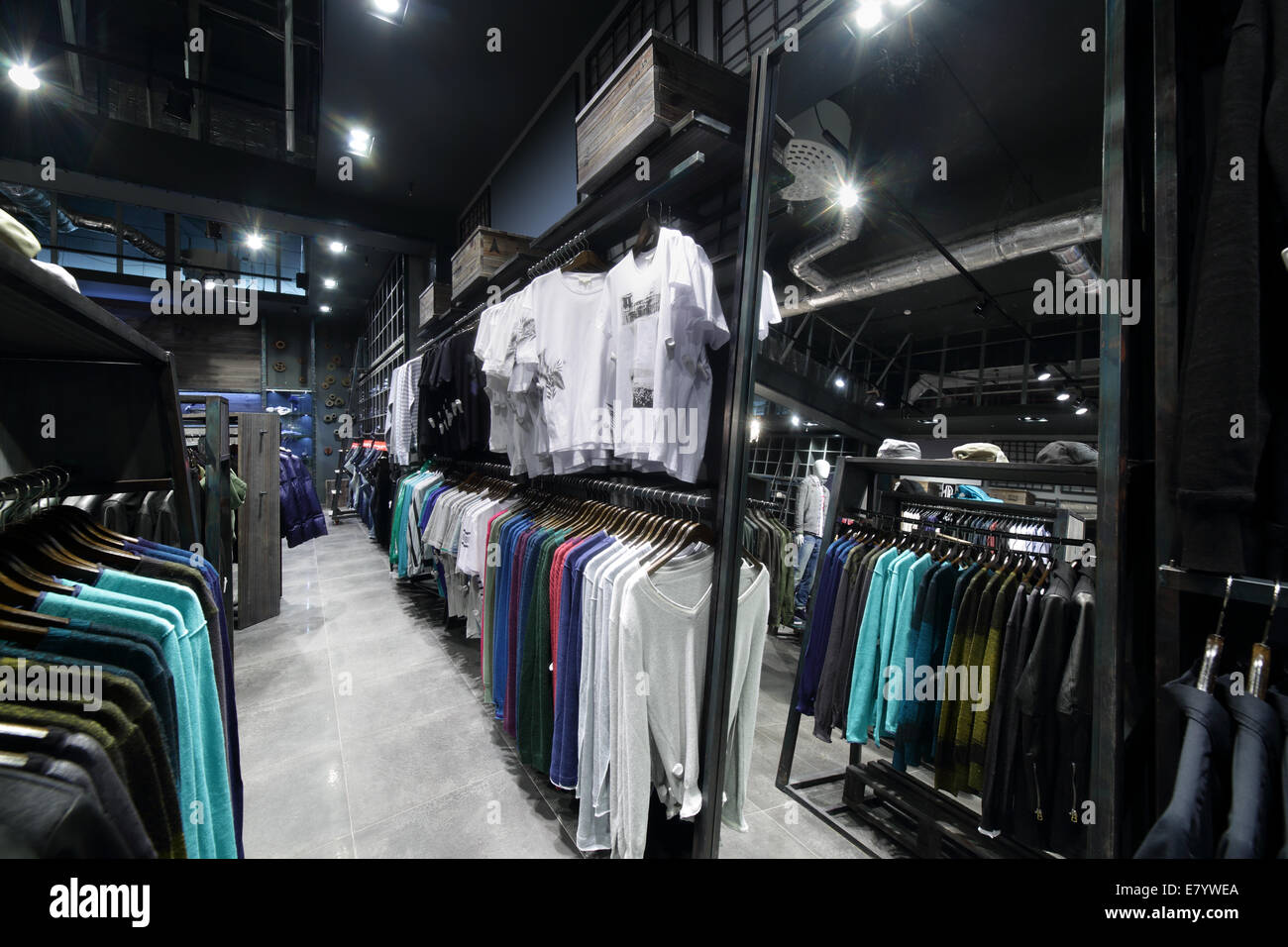 luxury and fashionable brand new interior of cloth store Stock Photo ...