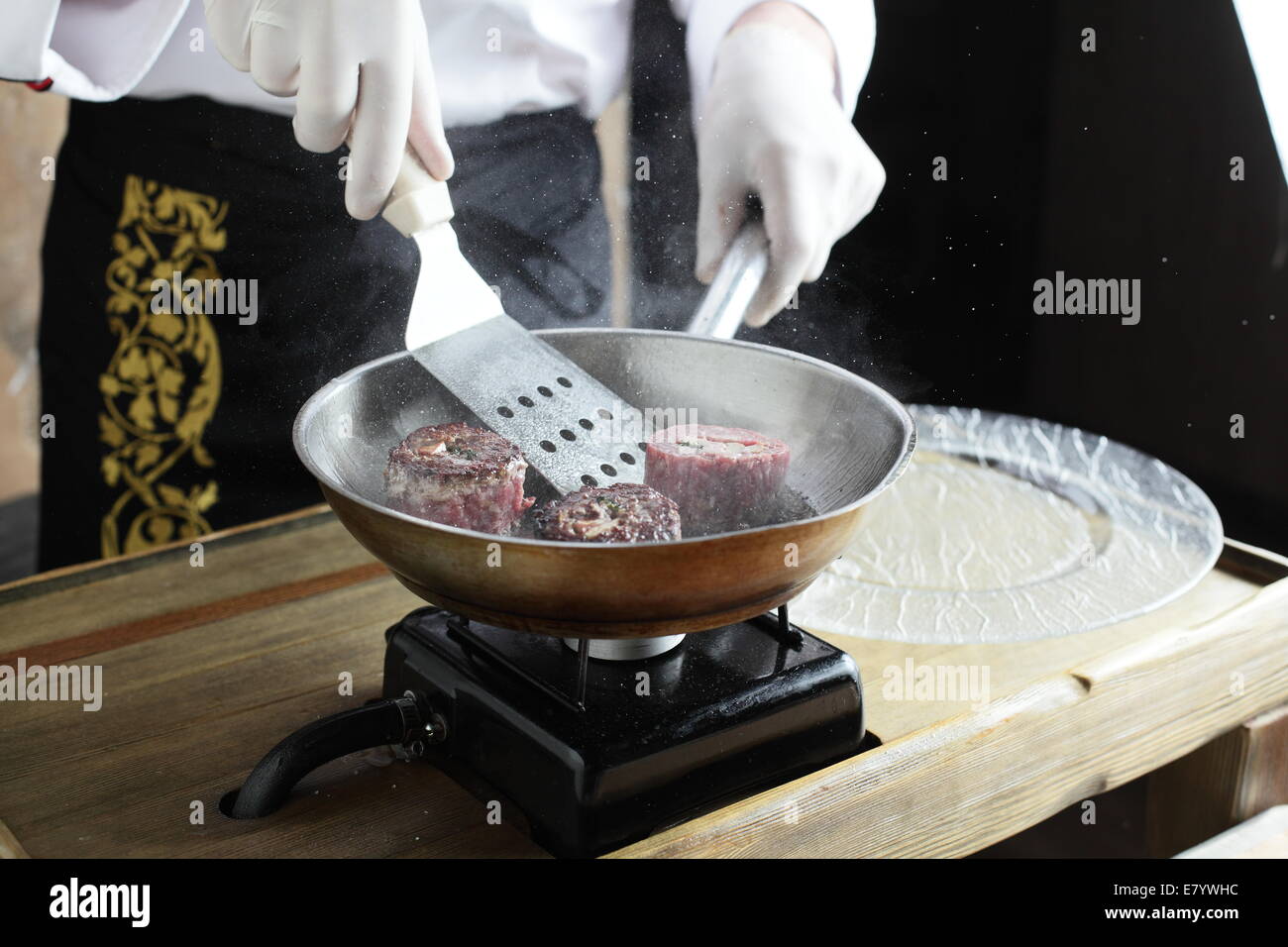 professional cooking process on a european kitchen Stock Photo - Alamy