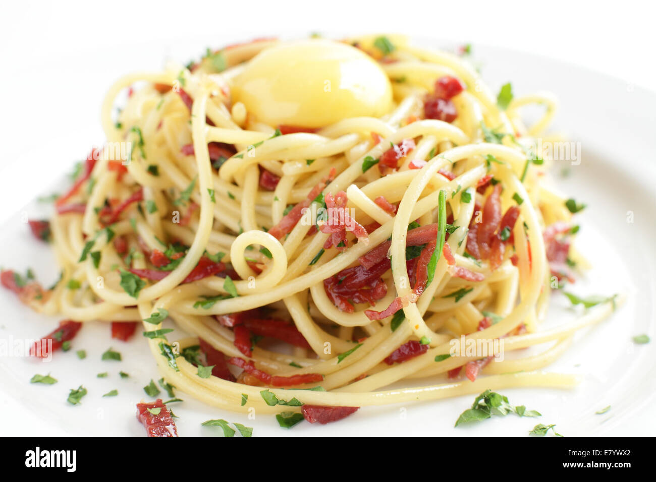 hot and tasty italian pasta on shite background Stock Photo - Alamy