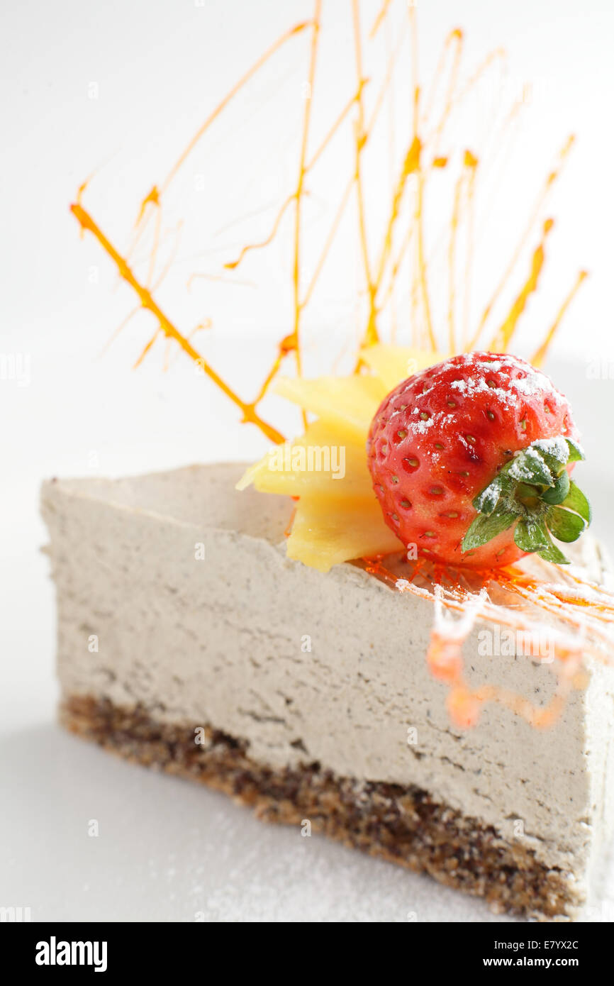 fresh and tasty peace of cake on white background Stock Photo - Alamy