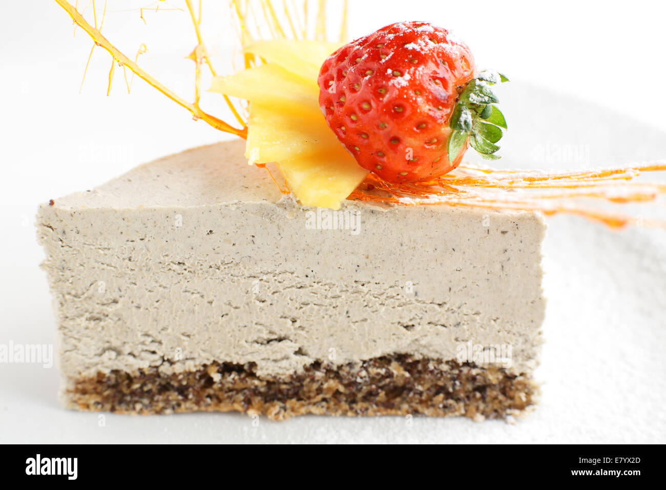 fresh and tasty peace of cake on white background Stock Photo - Alamy