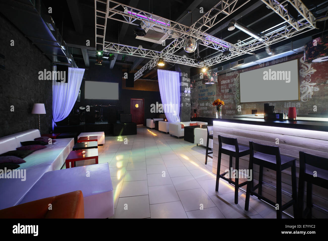 colorful interior of bright and beautiful night club Stock Photo - Alamy