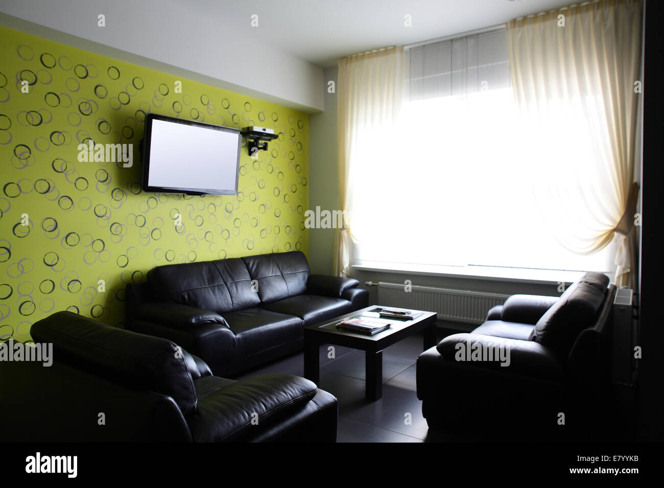 big and bright interior of modern living room Stock Photo - Alamy