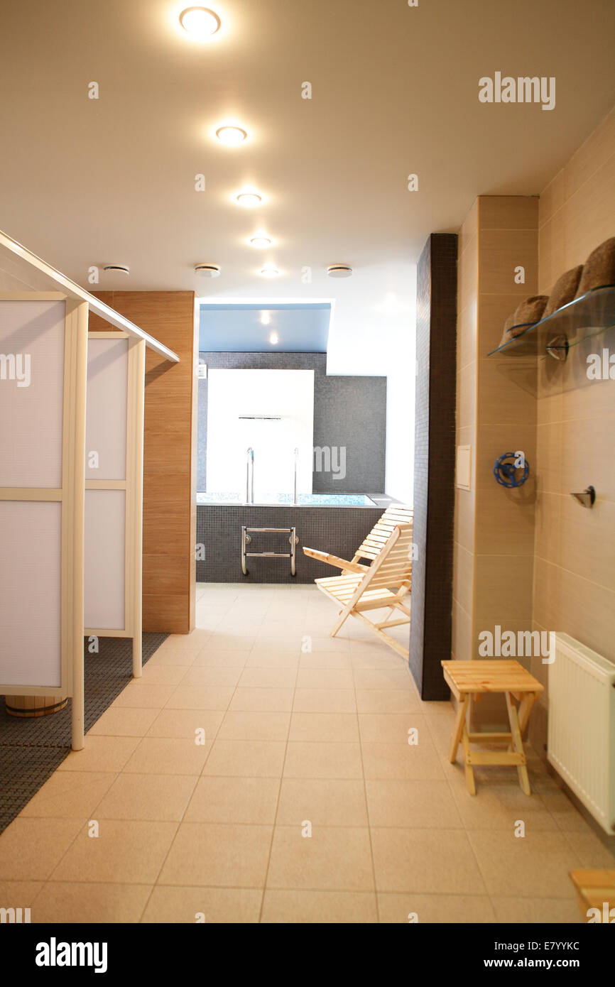 beautiful and modern interior of bright cloakroom Stock Photo - Alamy