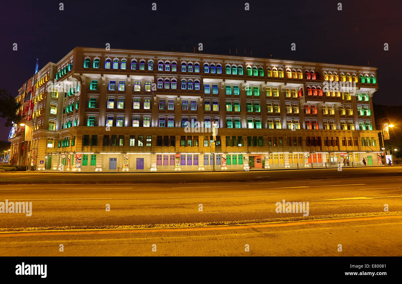 Rainbow coloured lights in the windows of the Old Hill Street Police ...