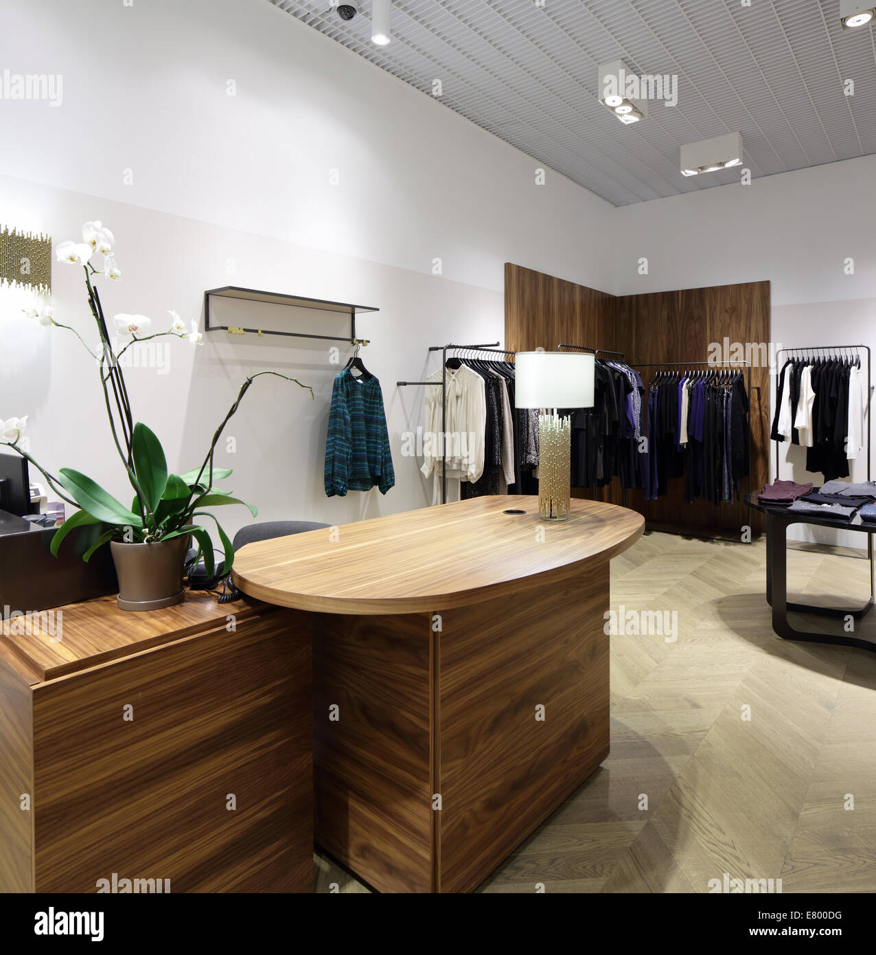 luxury and fashionable brand new interior of cloth store Stock Photo ...