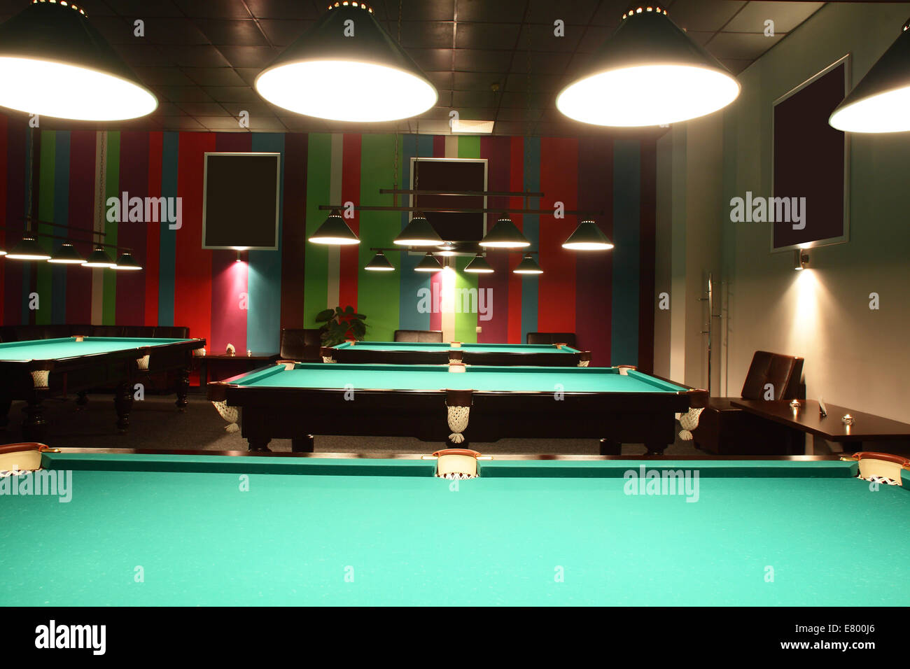 brand new and modern billiard interior in night time Stock Photo - Alamy