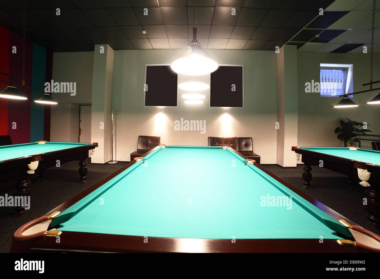 brand new and modern billiard interior in night time Stock Photo - Alamy