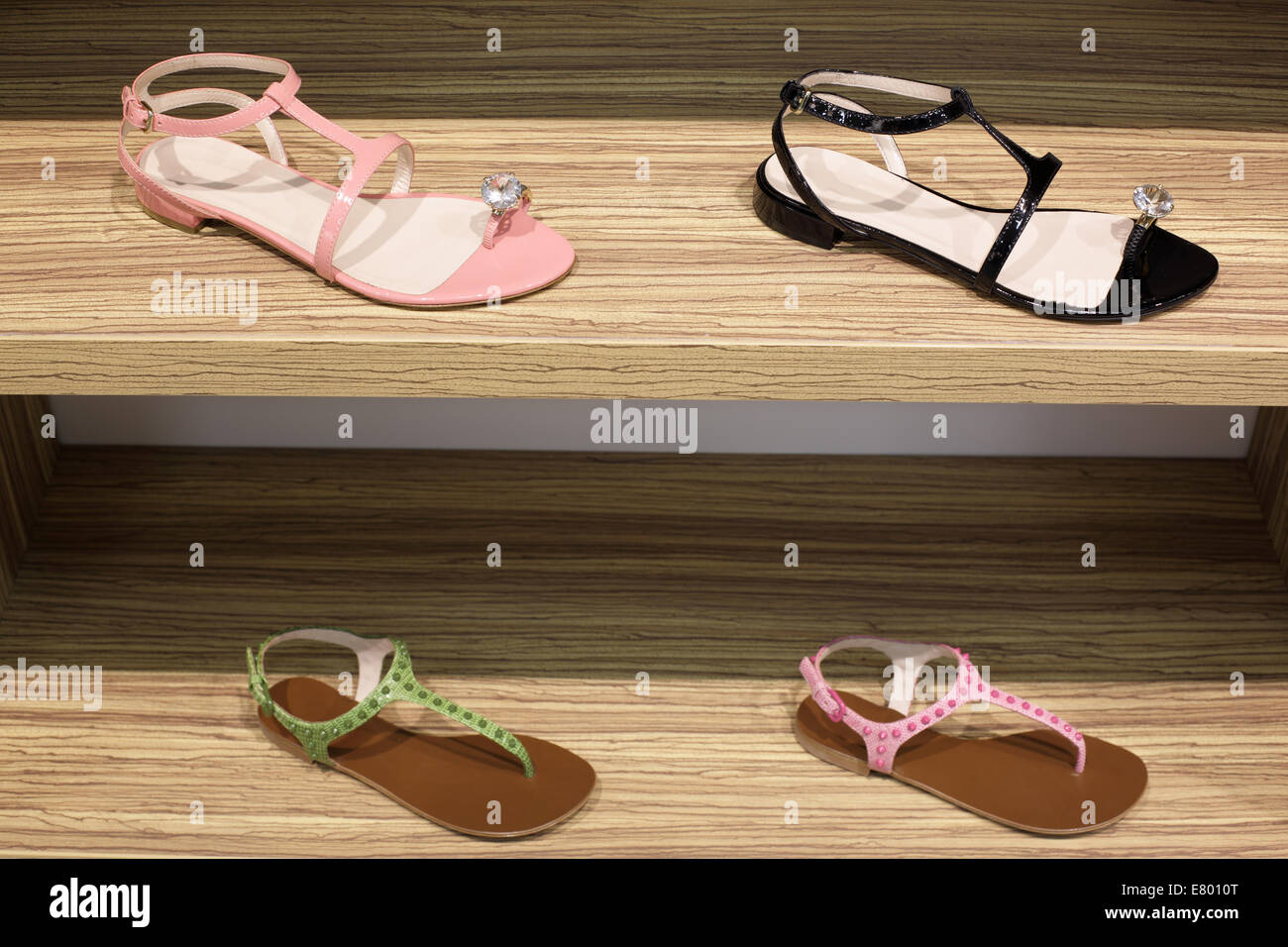 bright and fashionable interior of shoe store in modern mall Stock ...