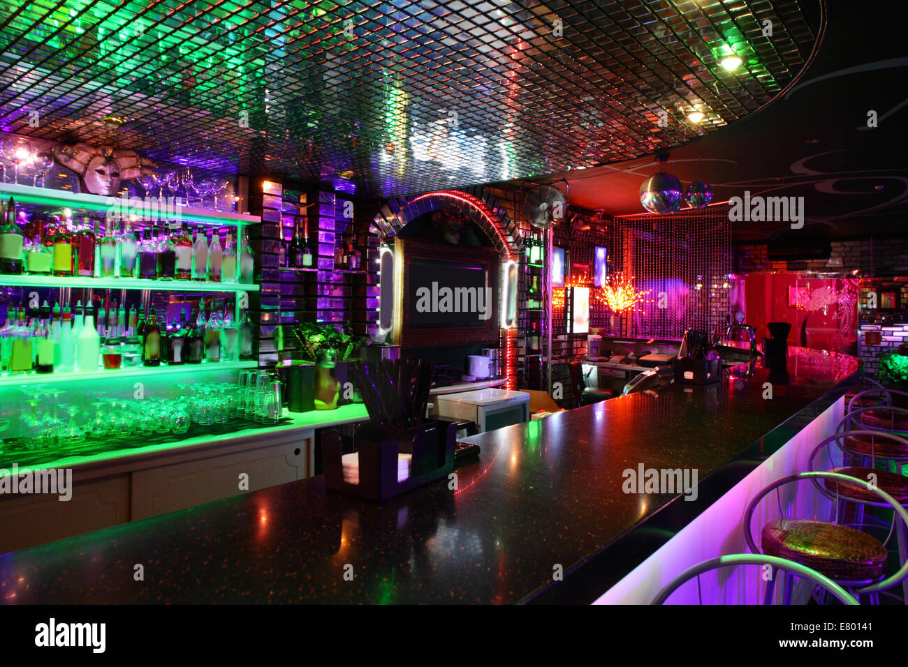 colorful interior of bright and beautiful night club Stock Photo - Alamy