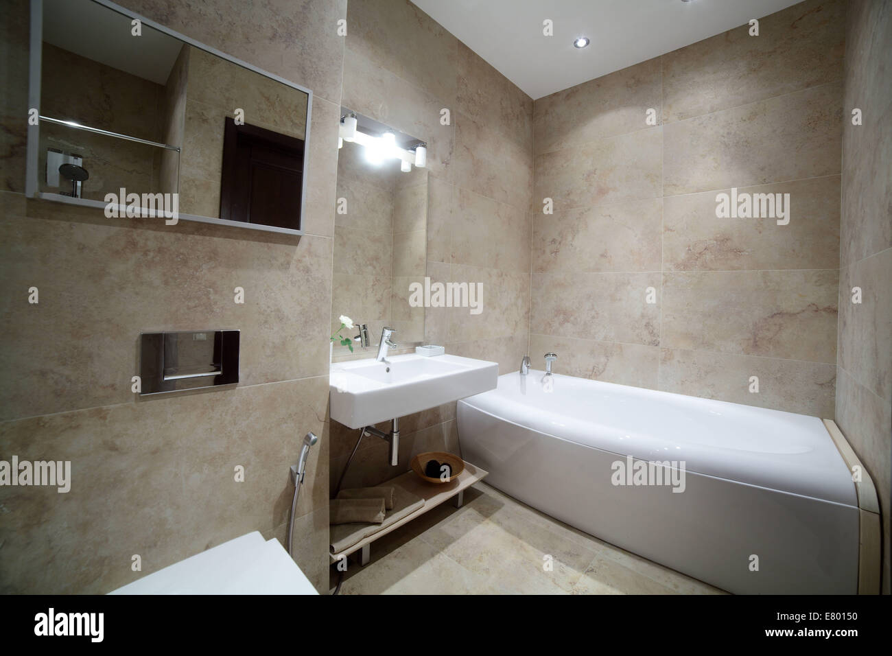 beautiful and modern interior of bright cloakroom Stock Photo - Alamy