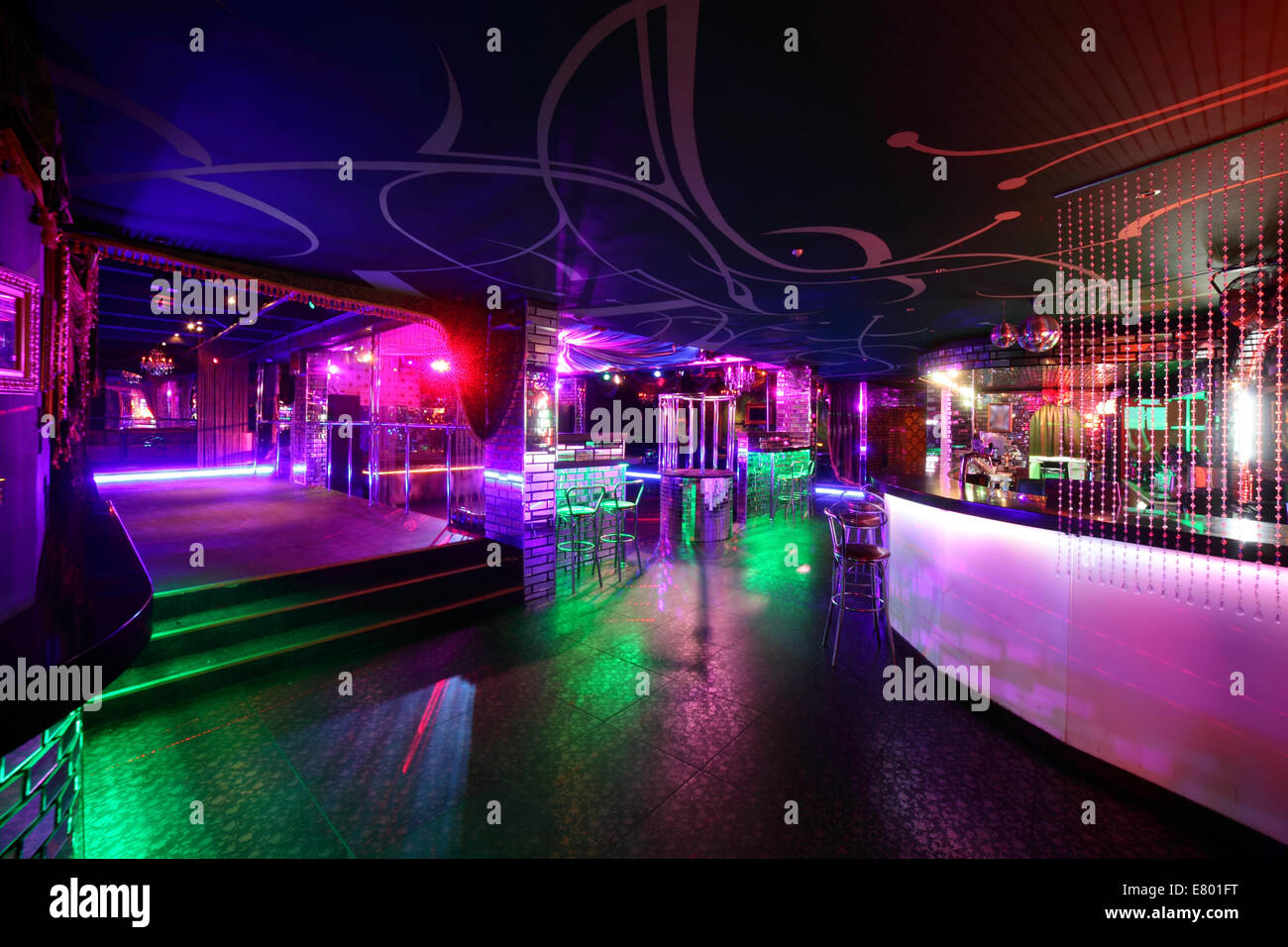 colorful interior of bright and beautiful night club Stock Photo - Alamy