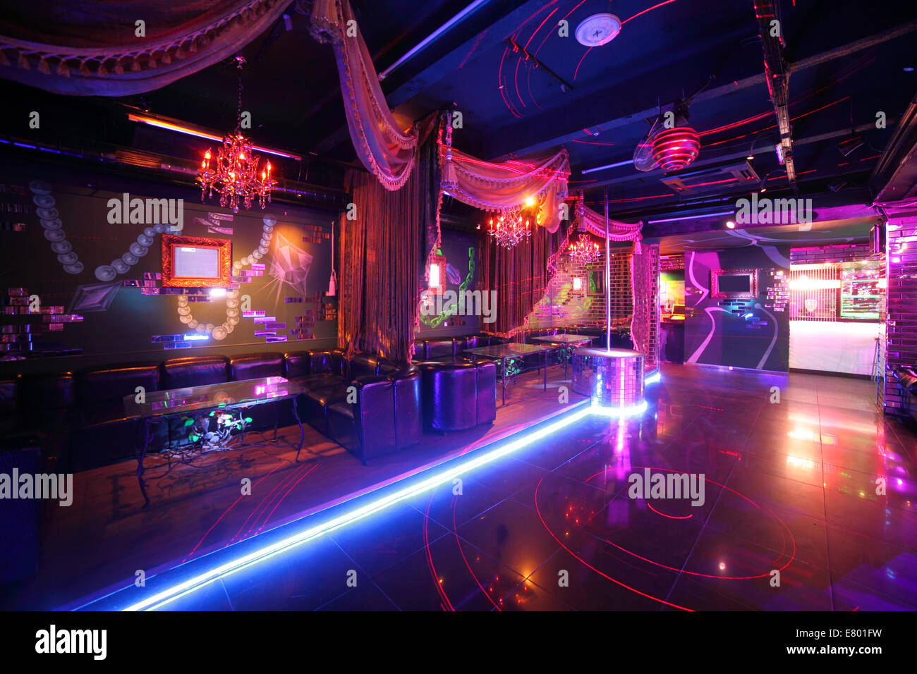 colorful interior of bright and beautiful night club Stock Photo - Alamy
