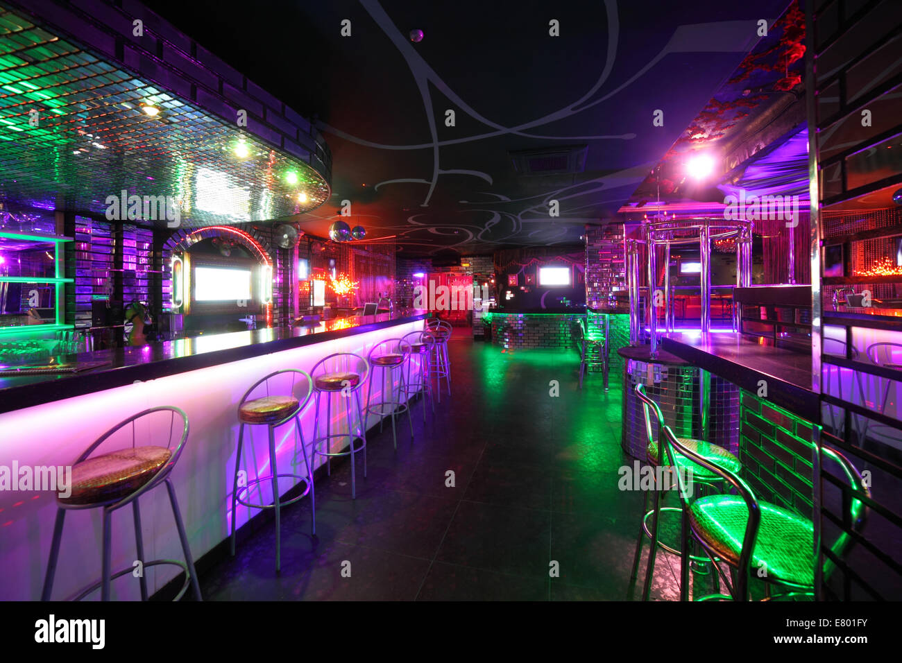 colorful interior of bright and beautiful night club Stock Photo - Alamy