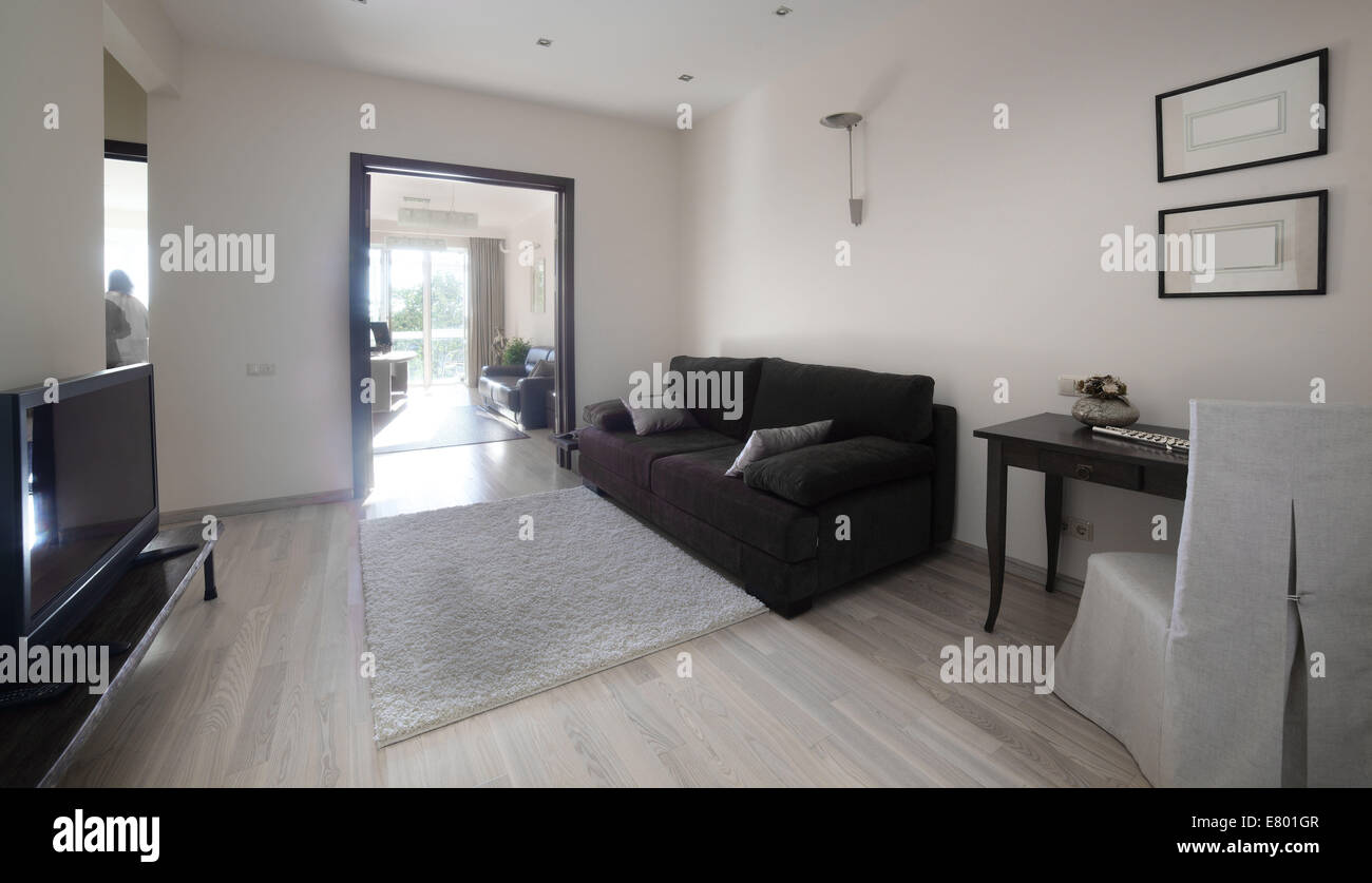 big and bright interior of modern living room Stock Photo - Alamy