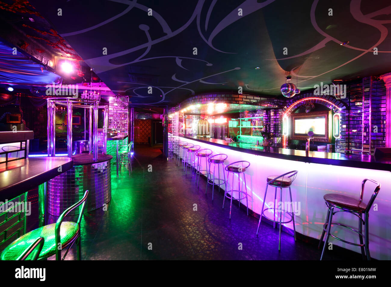 colorful interior of bright and beautiful night club Stock Photo - Alamy
