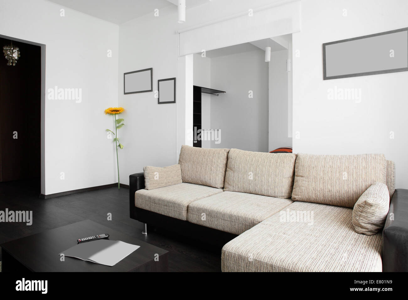 big and bright interior of modern living room Stock Photo - Alamy